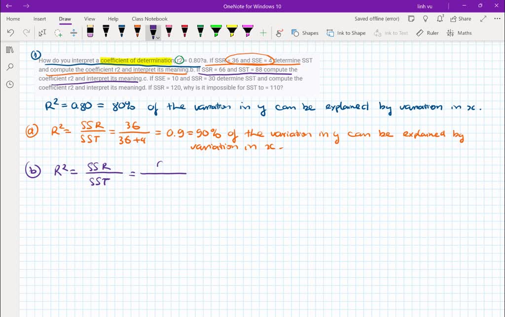 SOLVED How Do You Interpret A Coefficient Of Determination R2 0 80 