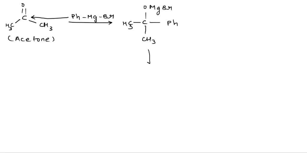 Give the reaction of propanone with methylmagnesium bromide followed by ...