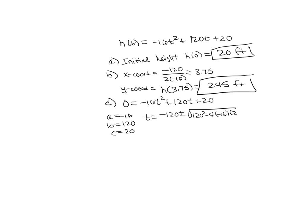 Solved Texts Homework Applications Of Quadratic Functions Homework