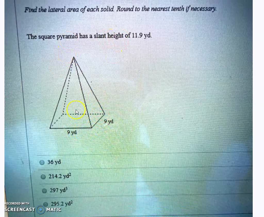 SOLVED: 'The net Of a square pyramid is shown Find the surace area of ihe pyramid. Use fractions ...