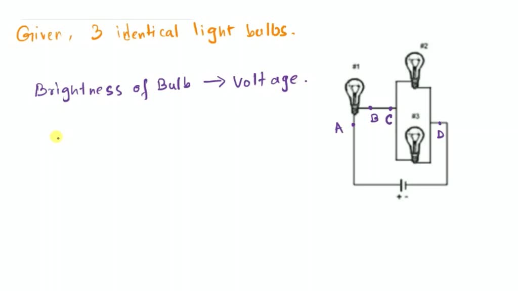 SOLVED: Three identical light bulbs are connected to a battery as shown ...
