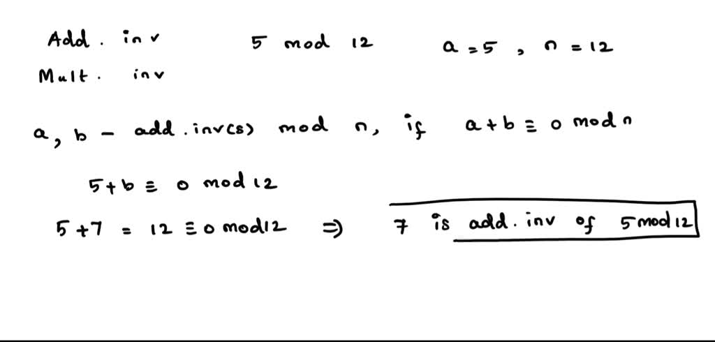 SOLVED Find The Inverse Of 5 Modulo 12 Show Your Steps 