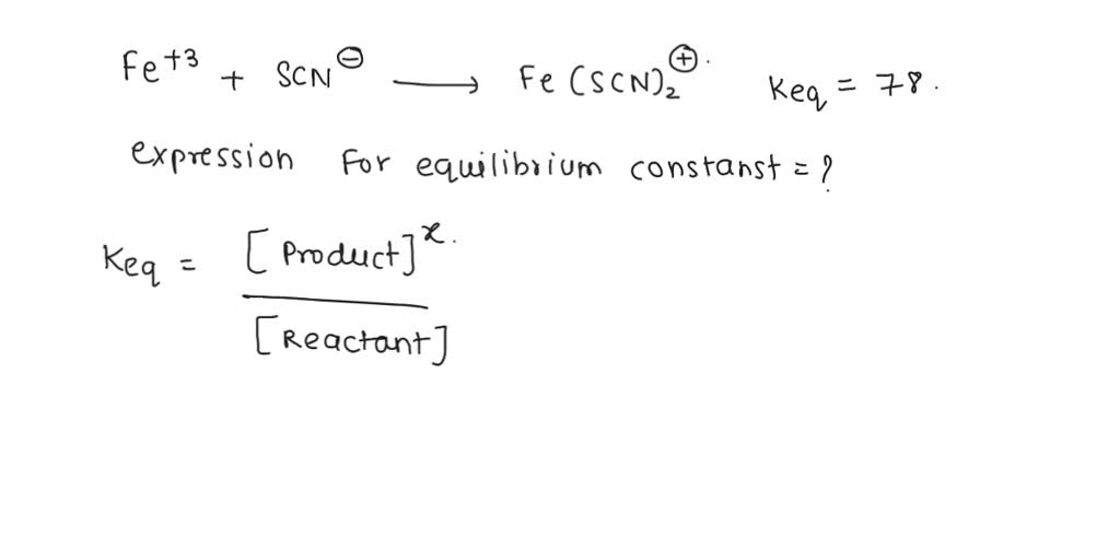 SOLVED: In part c, we look at the following reaction: Fe3+ + SCN ...