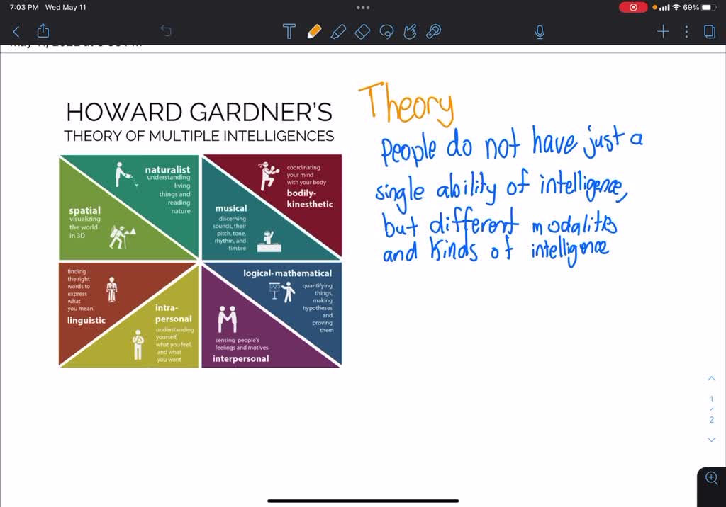 SOLVED: Be able to describe Garner's Theory of intelligences. Describe ...