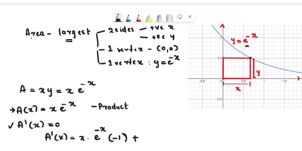 SOLVED: Find the area of the largest rectangle that has two sides on the positive € axis and the ...