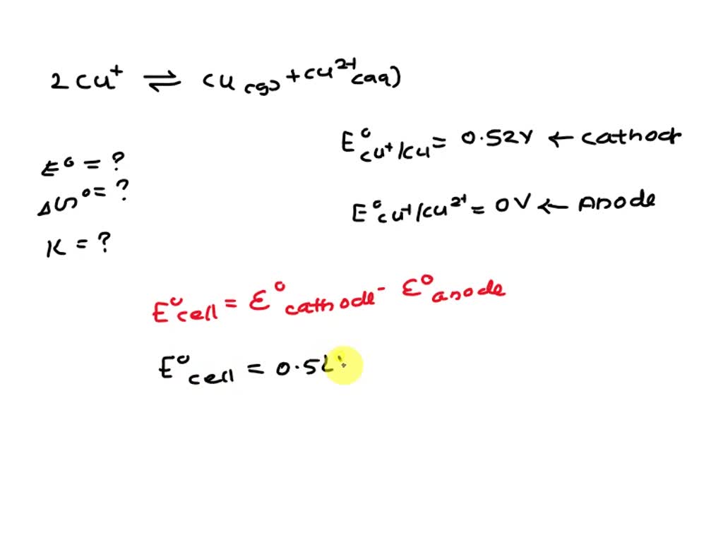 SOLVED: Given that Eo = 0.52 V for the reduction Cu+(aq) + e− → Cu(s ...