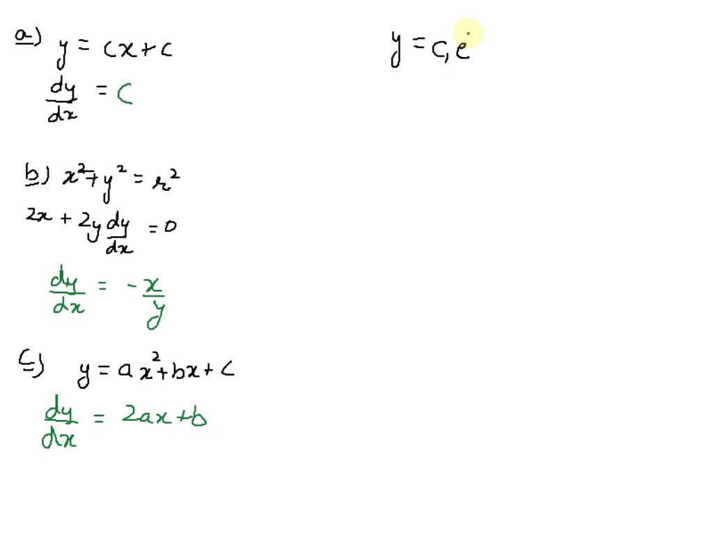 SOLVED: 2. Form the differential equation corresponding t0 the curve "=ax +br+c by eliminating ...