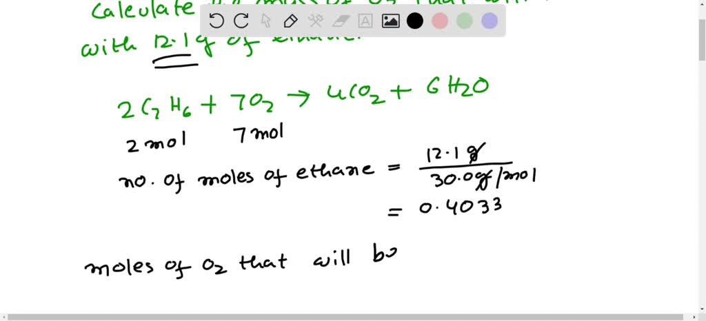 SOLVED: What mass of oxygen will react with 12.1 g of ethane according ...