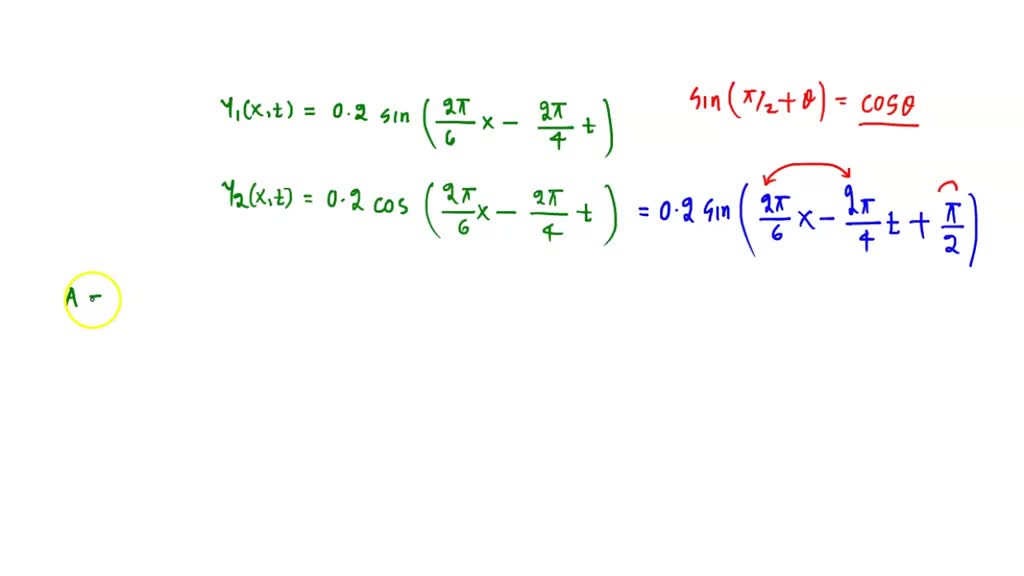 SOLVED: Consider two waves defined by the wave functions y1(x, t)=0.20 msin((2 π)/(6.00 m) x-(2 ...