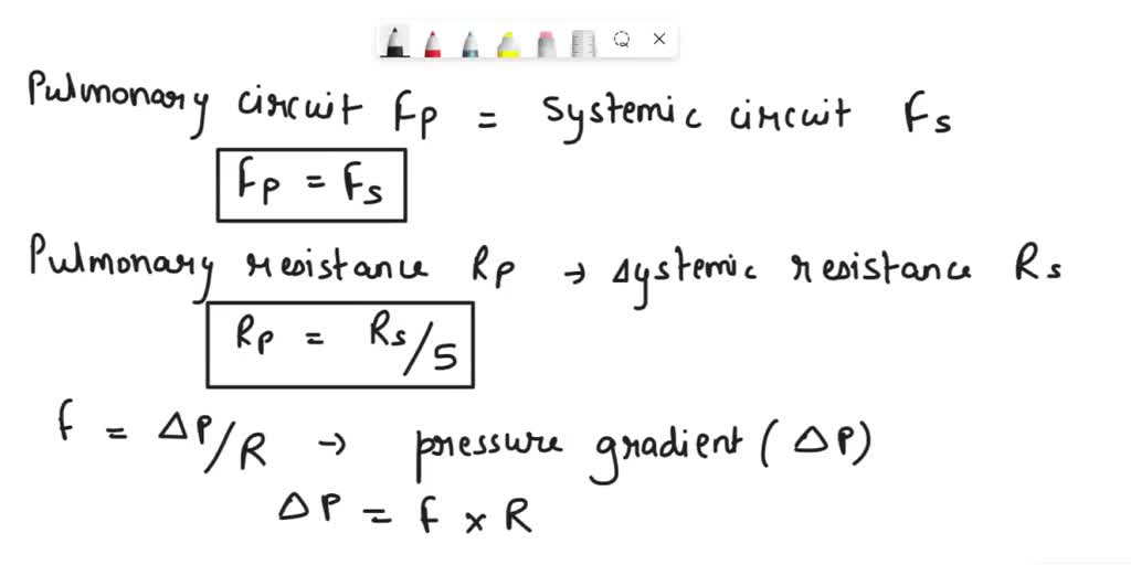SOLVED: Blood flow (liters/min) through the pulmonary circuit equals ...