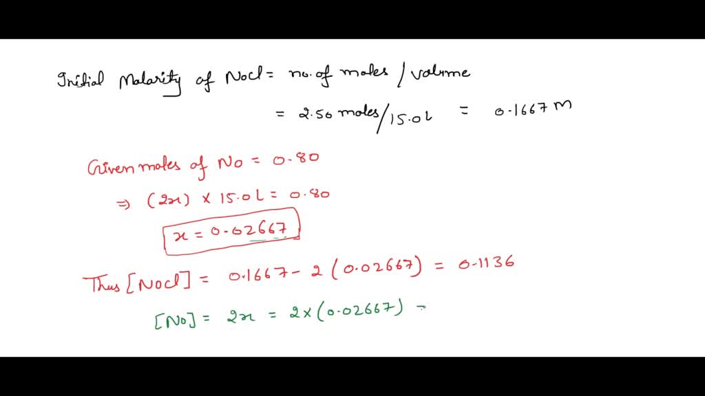 SOLVED: NOCl decomposes into nitrogen monooxide and chlorine gas ...