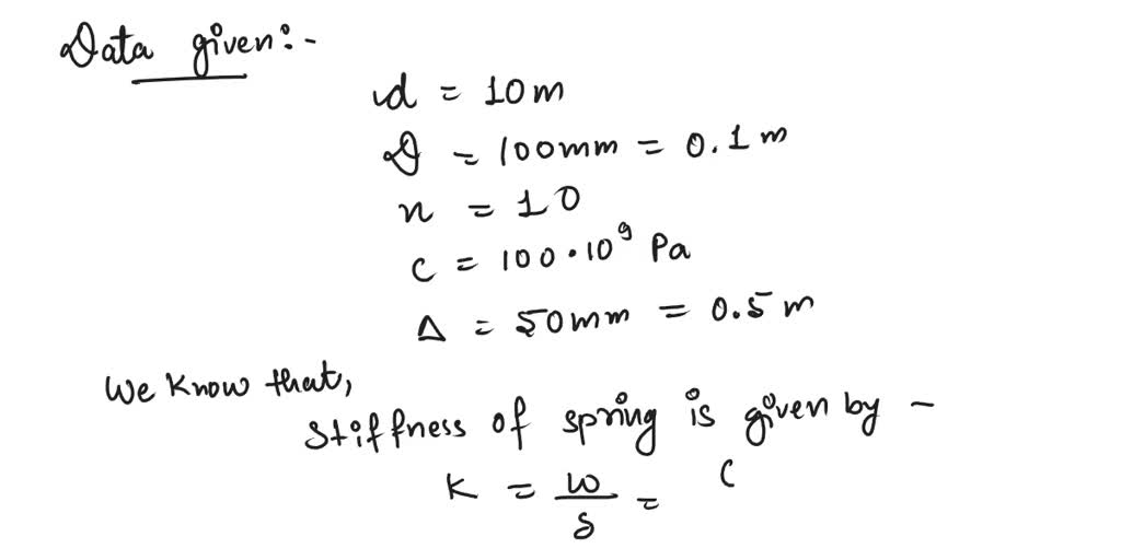 SOLVED: A helical spring is made of 10 m diameter steel wire wound on a ...