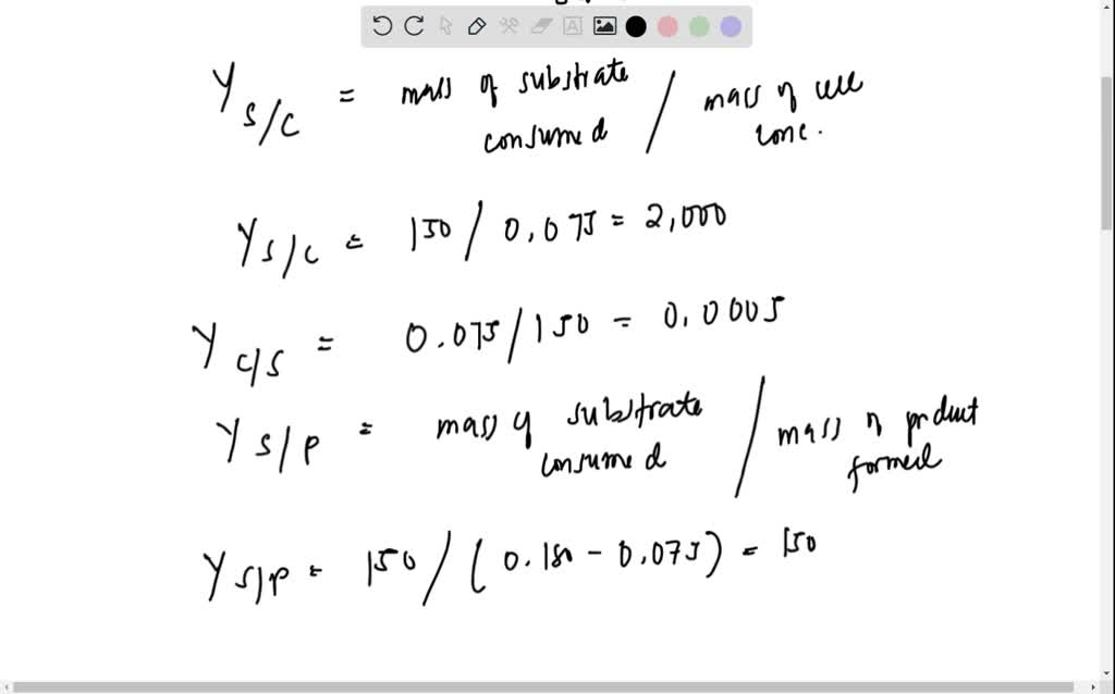 SOLVED: Determine yield coefficients Ycs, Yps, Ypc for the following ...