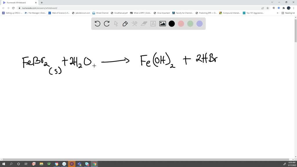 SOLVED: Write the dissolution reaction for iron(II) bromide in water ... SOLVED: Write the dissolution reaction for iron(II) bromide in water ...