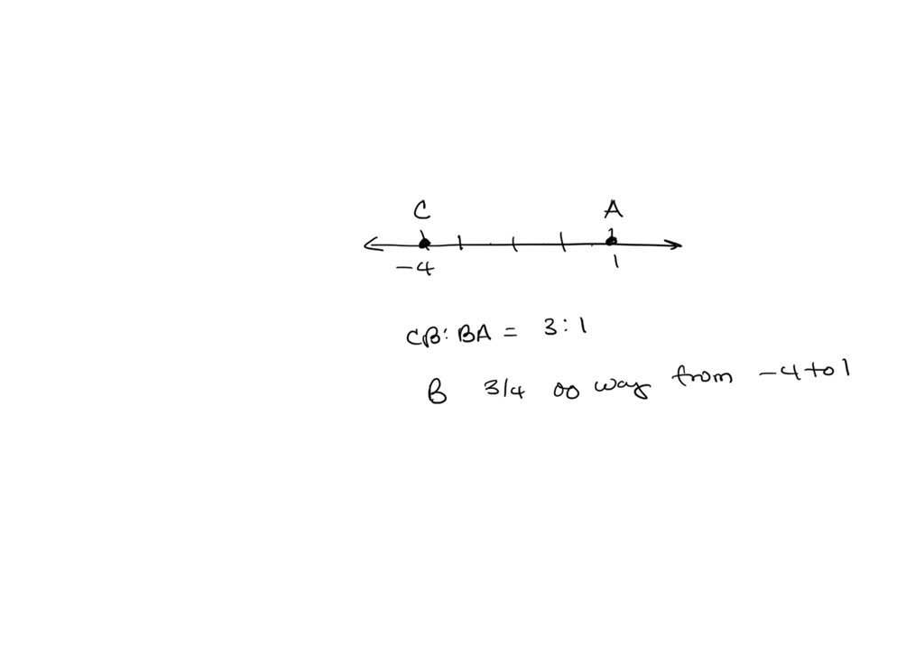 SOLVED: On a number line, point A is located at -3, point C is located at -1, and point B lies ...