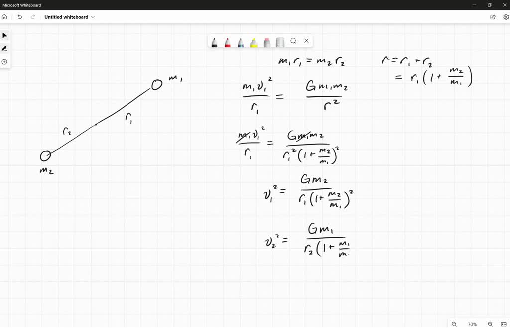SOLVED: Show that two masses m1 and m2 in circular orbits about their ...