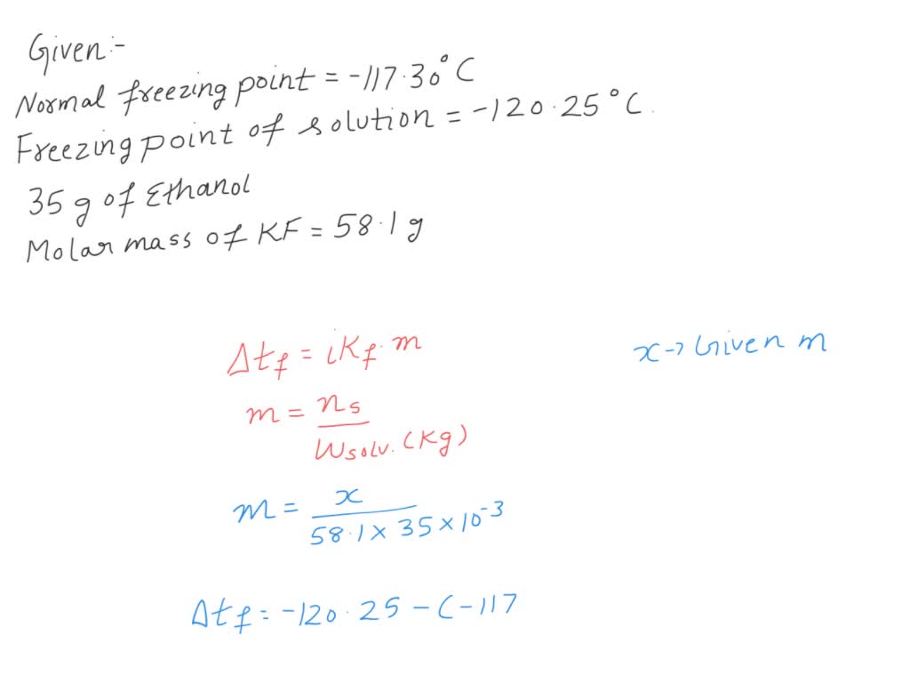 SOLVED: QUESTION 20 Find the freezing point of a solution containing 58.69 g of LiCl dissolved ...