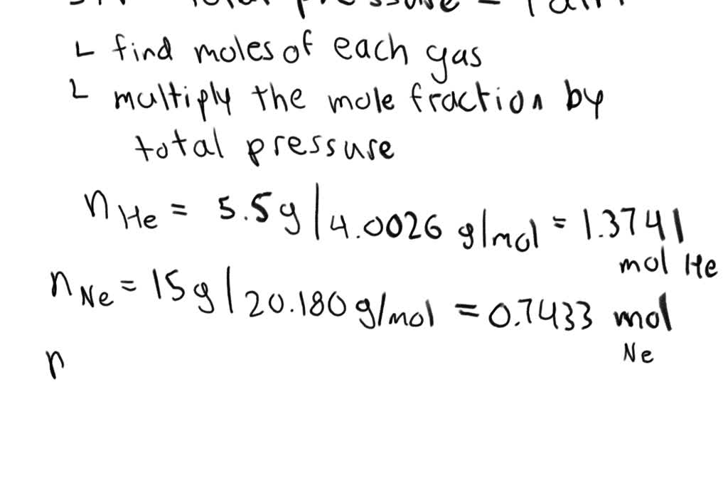 SOLVED: A mixture of noble gases consisting of 5.50 g He , 15.0 g Ne ...