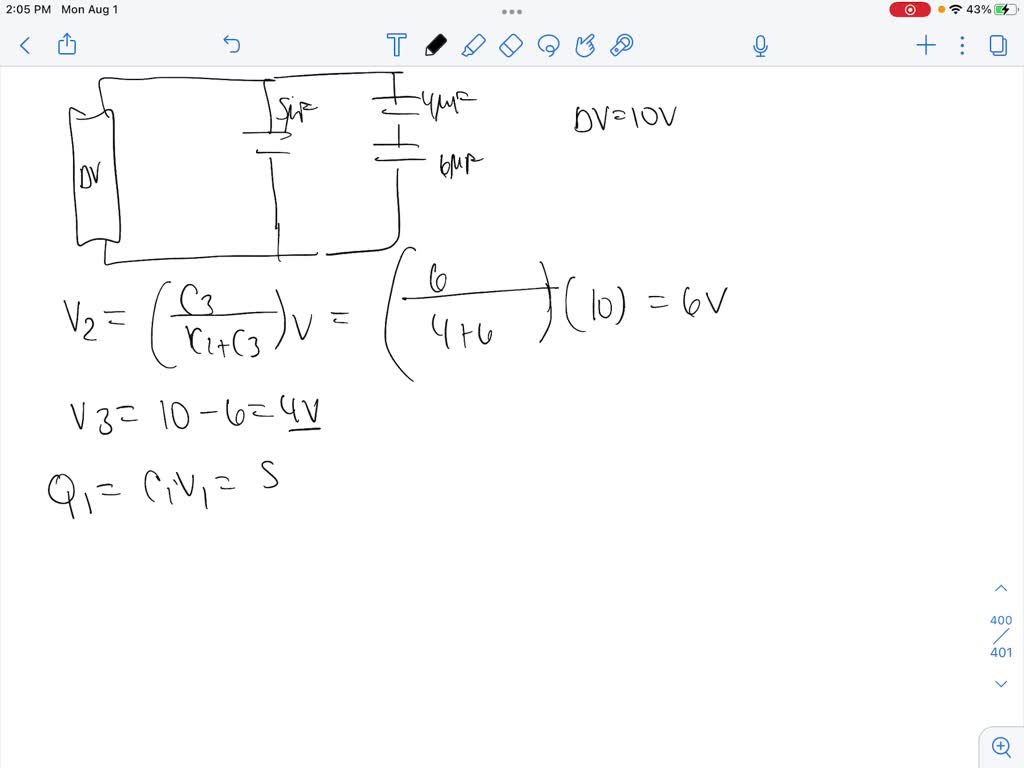 SOLVED: What is the charge on each capacitor in the figure, if AV = 10 V? (Figure 1) Enter your ...
