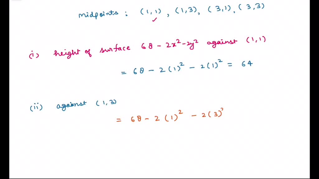 SOLVED: Estimate the volume of the solid that lies above the square R = [0, 4] x [0, 4] and ...