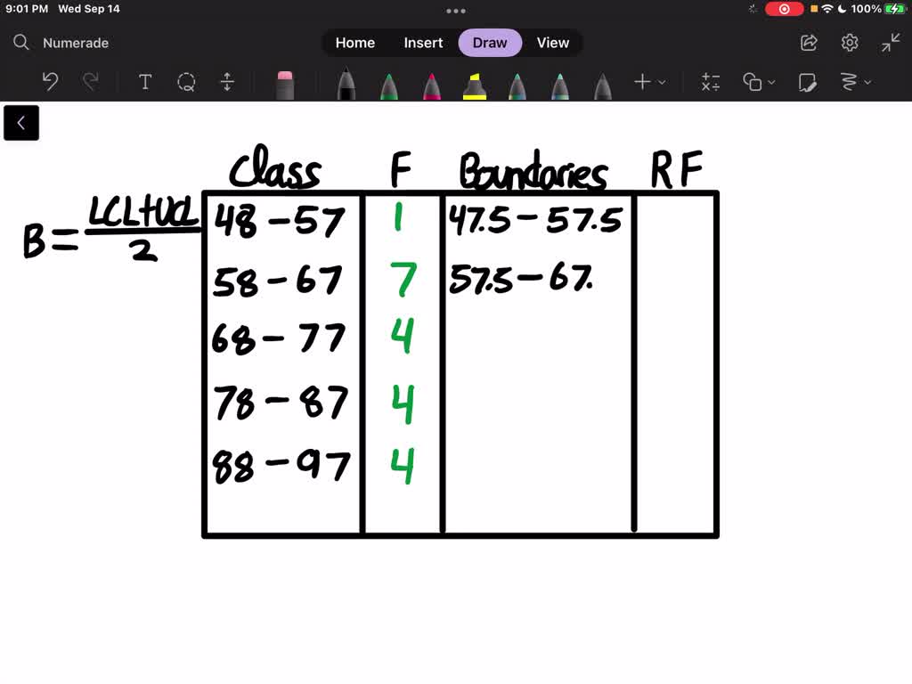 SOLVED: point) Create frequency distribution table with 5 classes from ...
