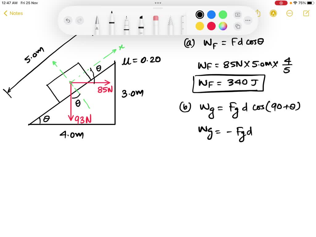 SOLVED: A worker pushes a crate weighing 93 N up an inclined plane. The worker pushes the crate ...