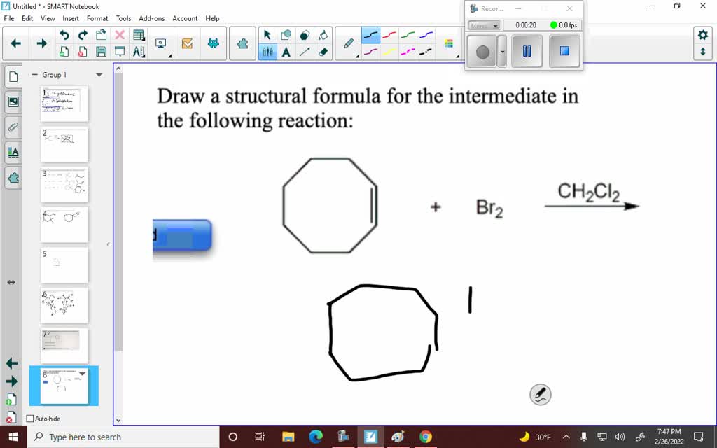 SOLVED: Draw the structural formula for the intermediate in the following reaction: CHCl2 + Br2