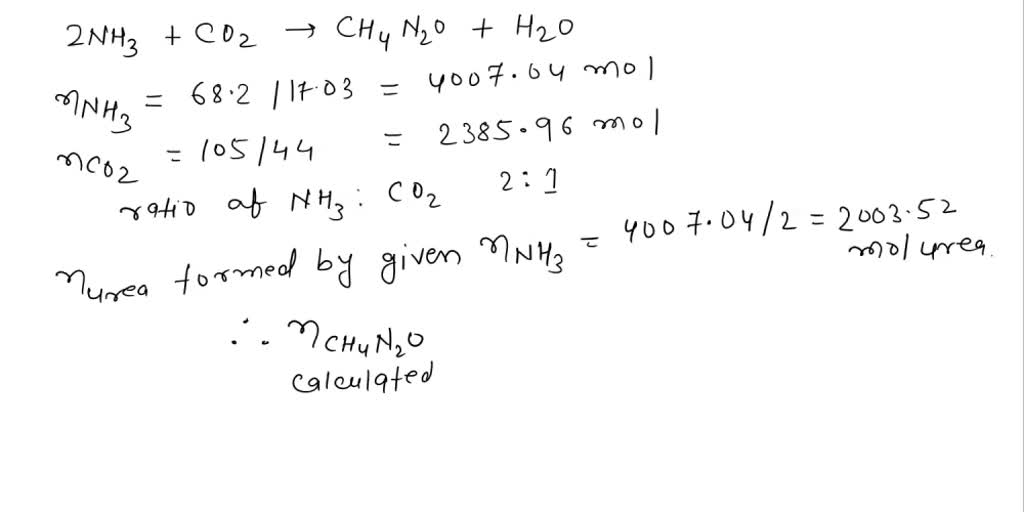 Question 1 Urea is prepared by reacting ammonia with carbon dioxide as ...