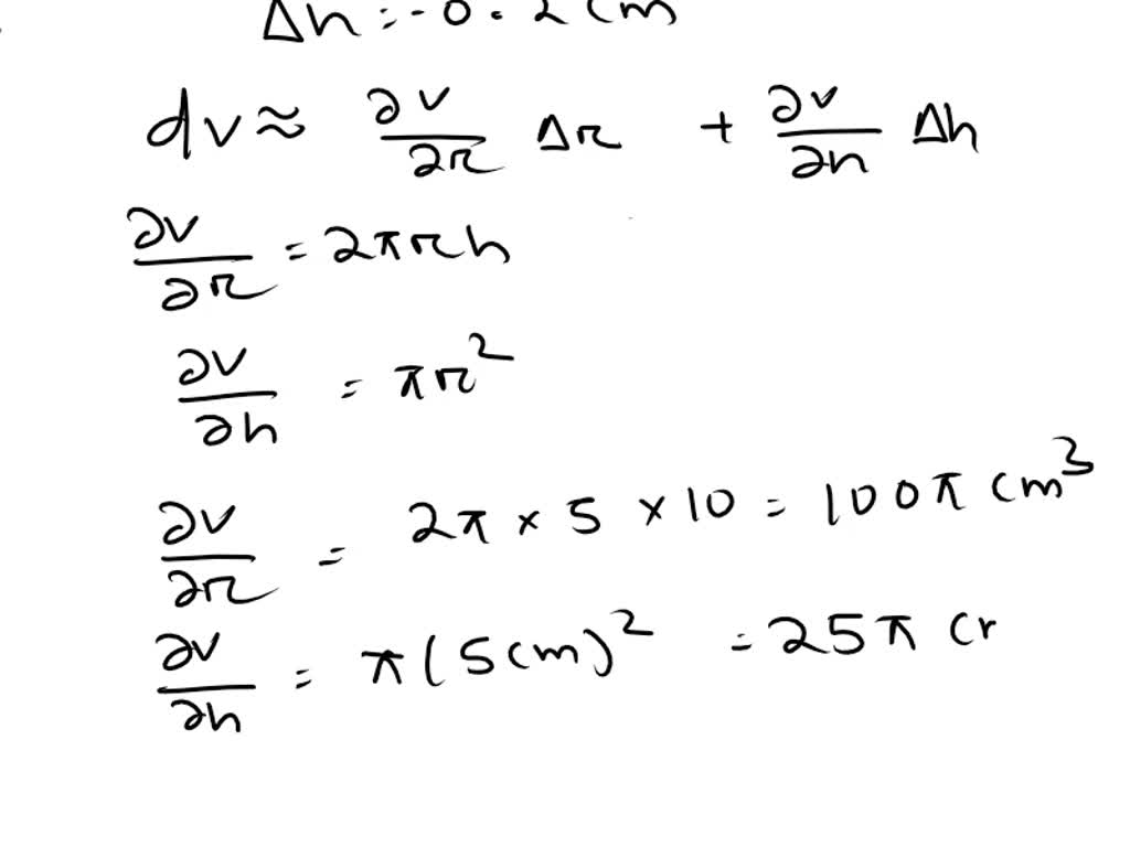 SOLVED: A right circular cylinder has radius 5 cm and height 10 cm ...