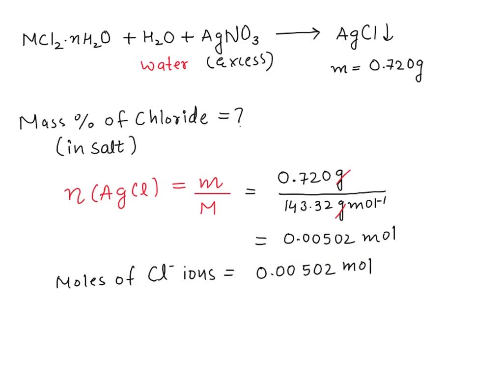 You are given an unknown hydrated metal salt containing chloride ion ...
