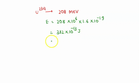 A typical uranium-234 fission event releases 208 MeV of energy ...