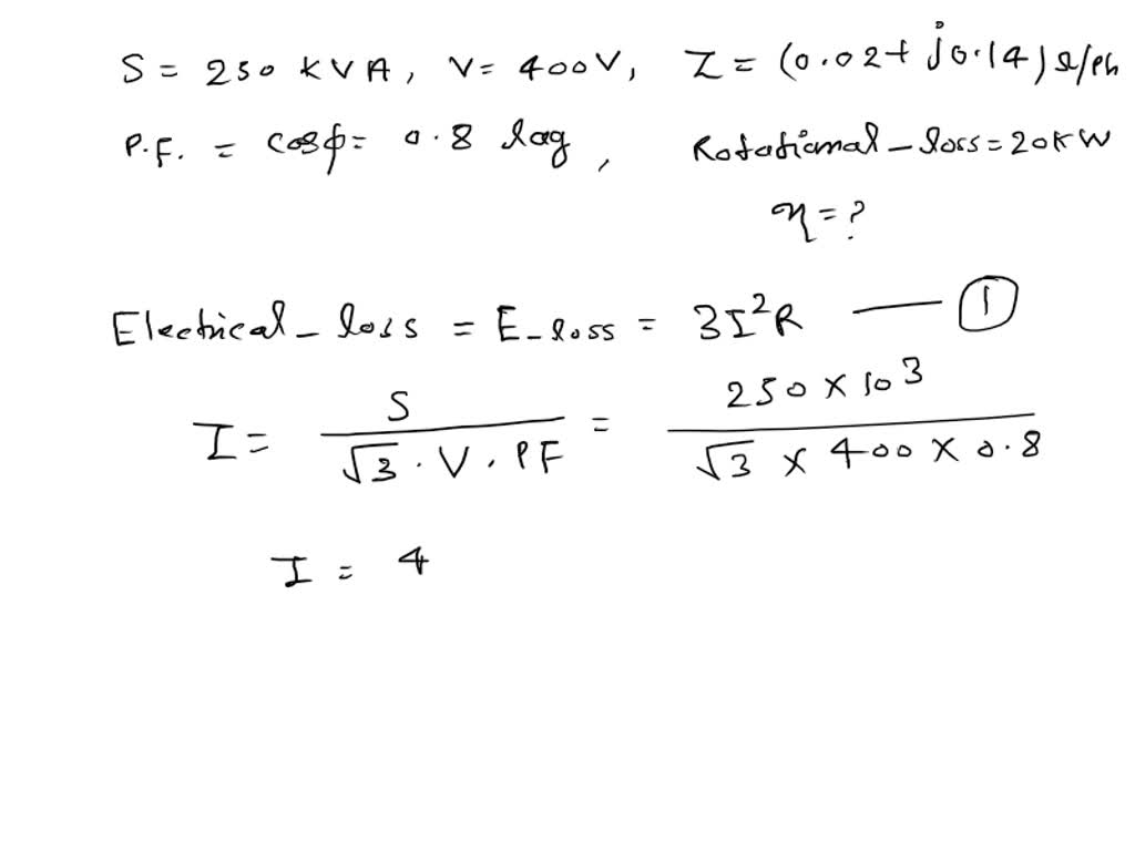 SOLVED: A 3-phase 4-pole 60-hertz 250-kVA 400-volt wye connected ...