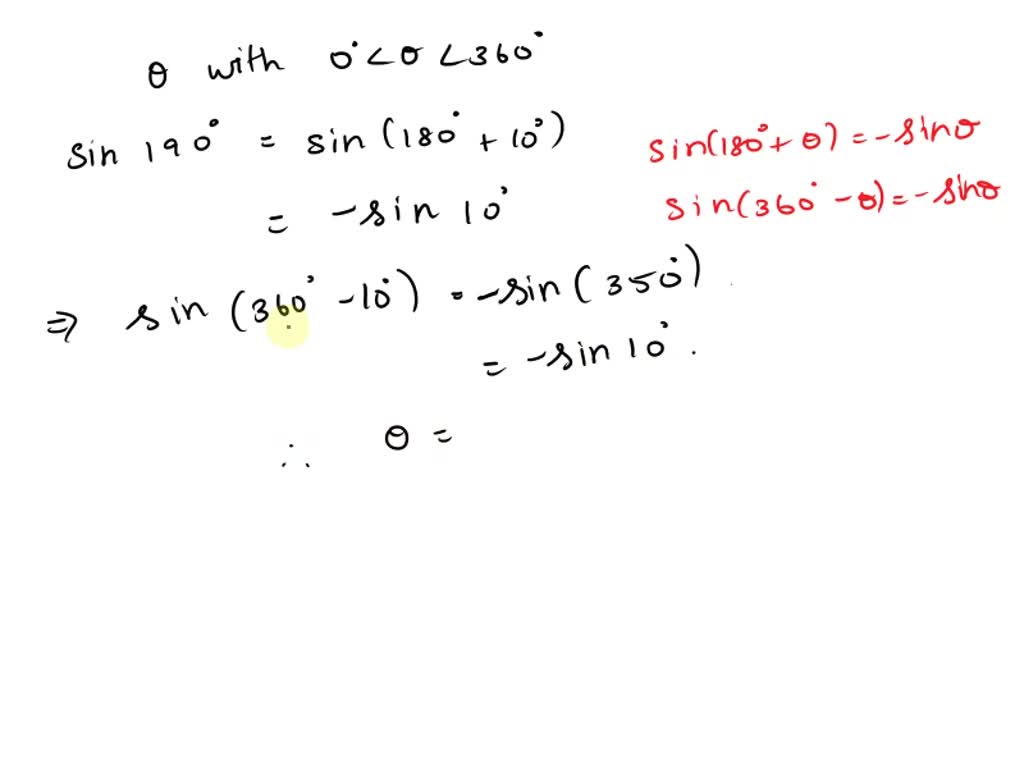 SOLVED: Find an angle 0 with 0 360 that has the same: Sine function ...