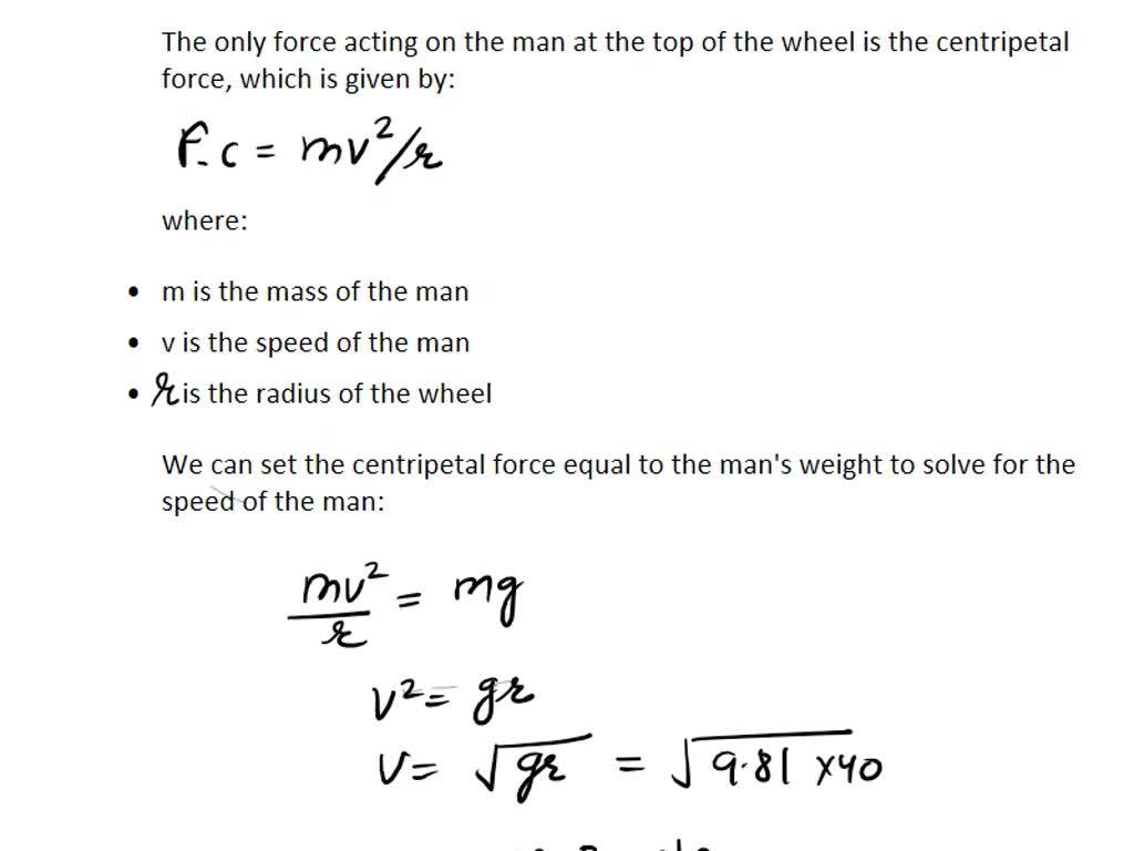 A giant wheel, 40 m in diameter, is fitted with a cage and platform on ...