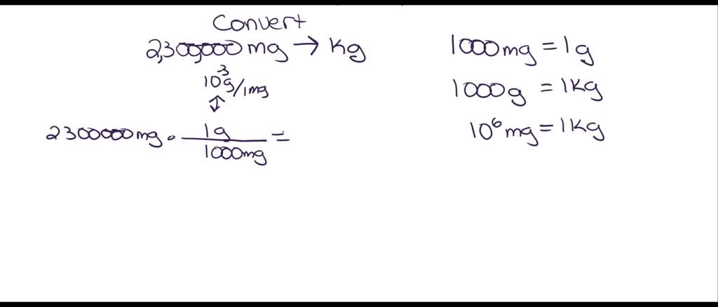 SOLVED: 2300000 milligrams = kilograms