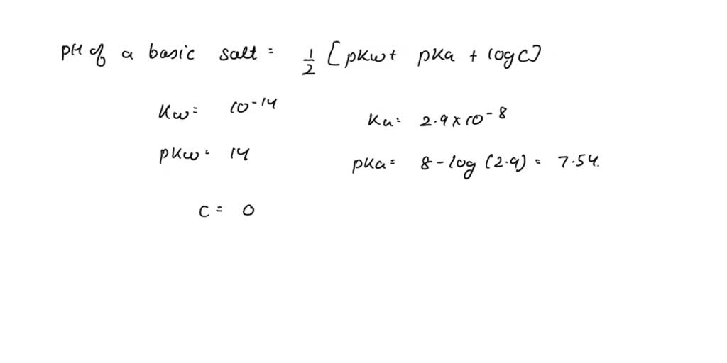 SOLVED: 42. What is the pH of 0.050 M sodium hypochlorite (NaOCl)? Ka ...