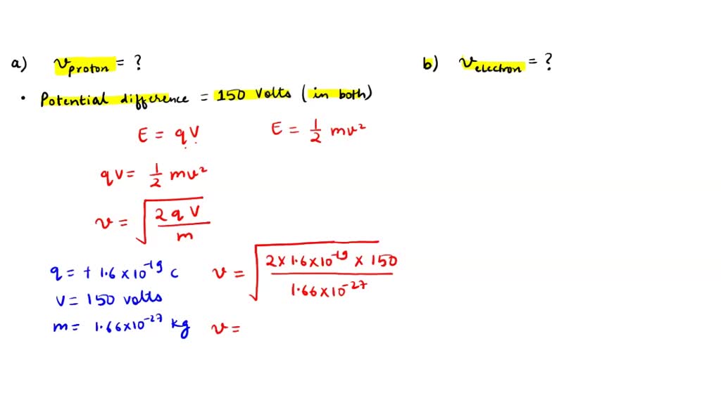 SOLVED: A. Calculate the speed of a proton after it accelerates from ...