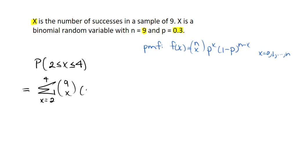Solved Consider A Binomial Random Variable With N 9 And P 3 Let X