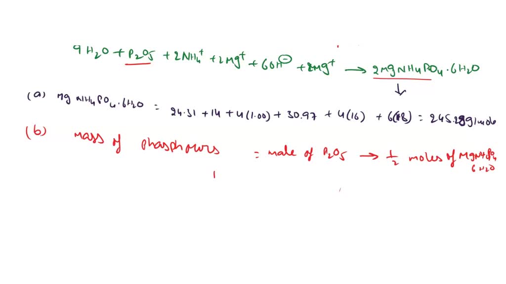 SOLVED: The precipitate that you have formed is MgNH4PO4Â·6H2O. a ...