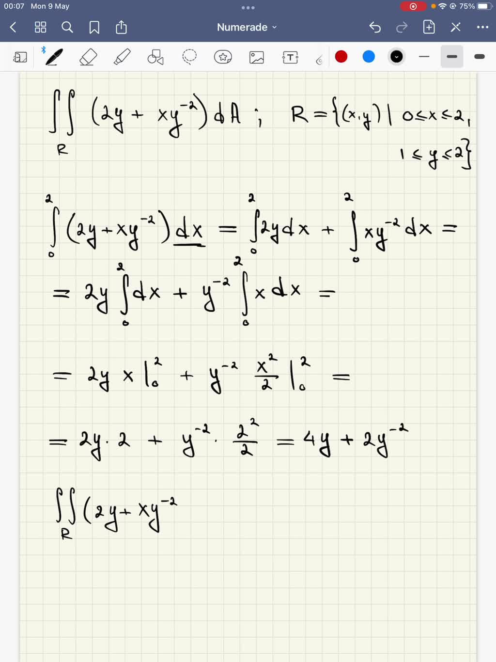 SOLVED: Calculate the definite integral. (2y + xy-2) dx Calculate the ... SOLVED: Calculate the definite integral. (2y + xy-2) dx Calculate the ...