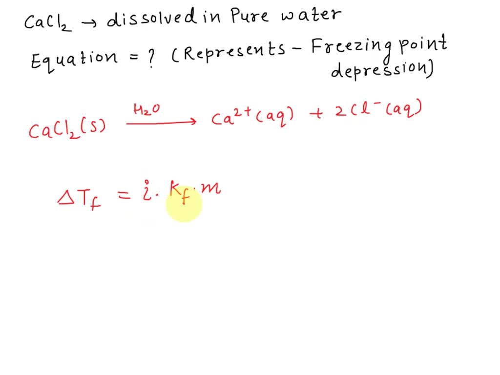 SOLVED: If CaCl2 is dissolved in pure water, which equation best ...