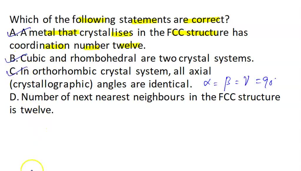 Solved Texts Which One Is Correct About Fcc And Bcc Crystal