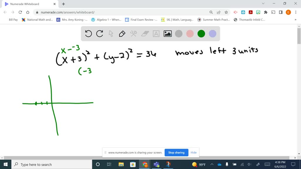 SOLVED: What is the result of shifting a circle with equation (x+3)2 ...