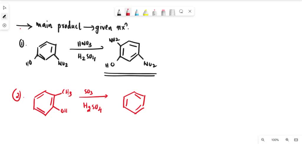 SOLVED: Draw the main products of each reaction. HNO3 + H2SO4 â†’ NO2 ...