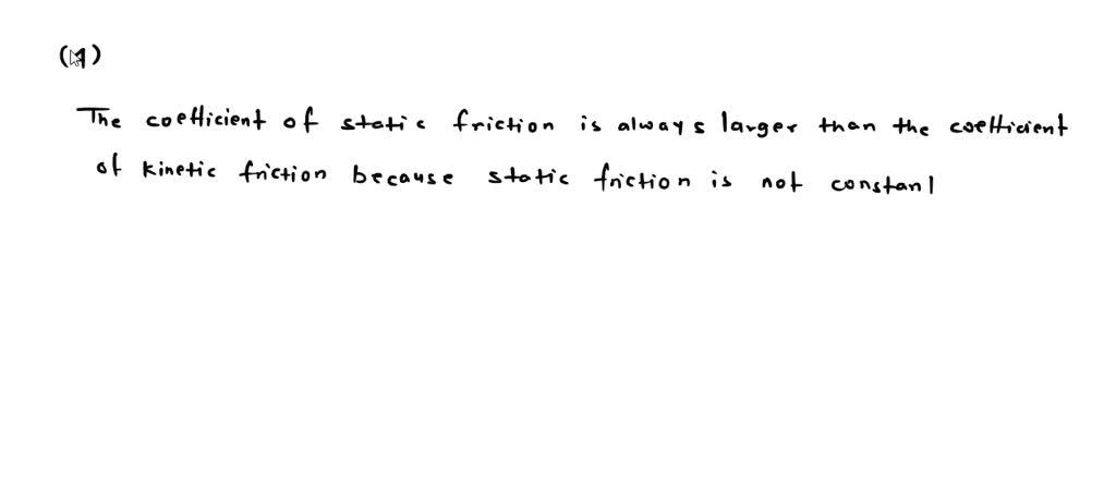 Solved The Coefficient Of Static Friction Is Always Larger Than The