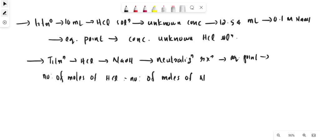 SOLVED: The titration of 10.00 mL of an HCl solution of unknown concentration requires 12.54 mL ...