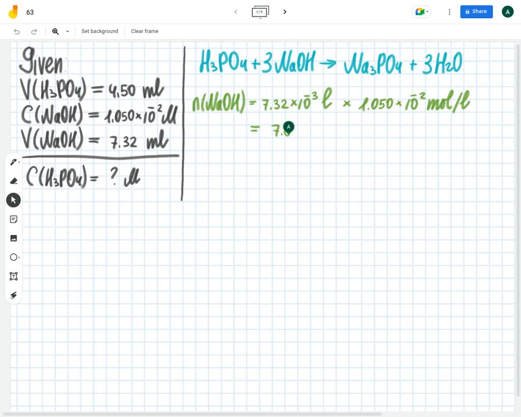 SOLVED: 4.50 mL sample of an H3PO4 solution of unknown concentration is titrated with a 1.050×10 ...