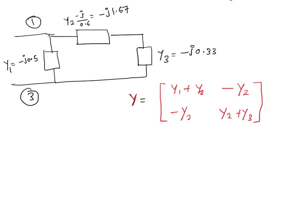 SOLVED: 1- Draw a graph representation of the above network. 2- Draw a topology matrix (Ybus ...