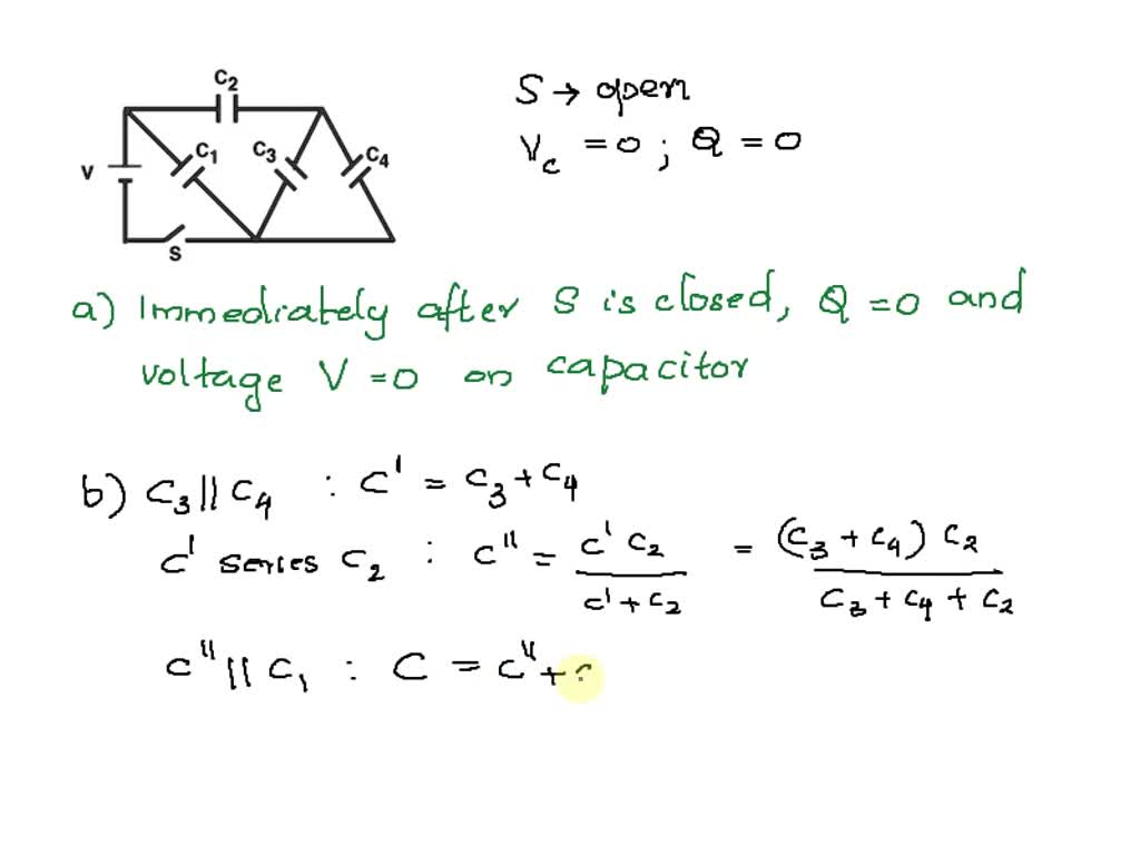 SOLVED: What is the voltage across C1 immediately after switch S is closed as in the diagram ...