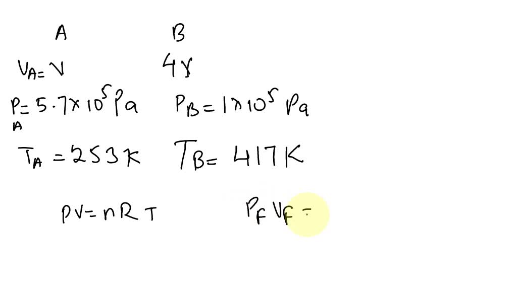 SOLVED: Two containers A and B hold the same ideal gas. The volume of B is four times the volume ...